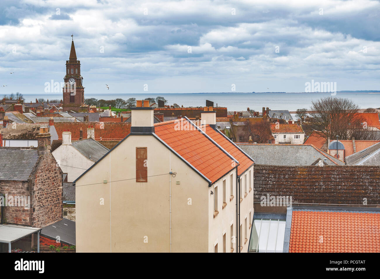 View of cityscape of Berwick-upon-Tweed, northernmost town in ...
