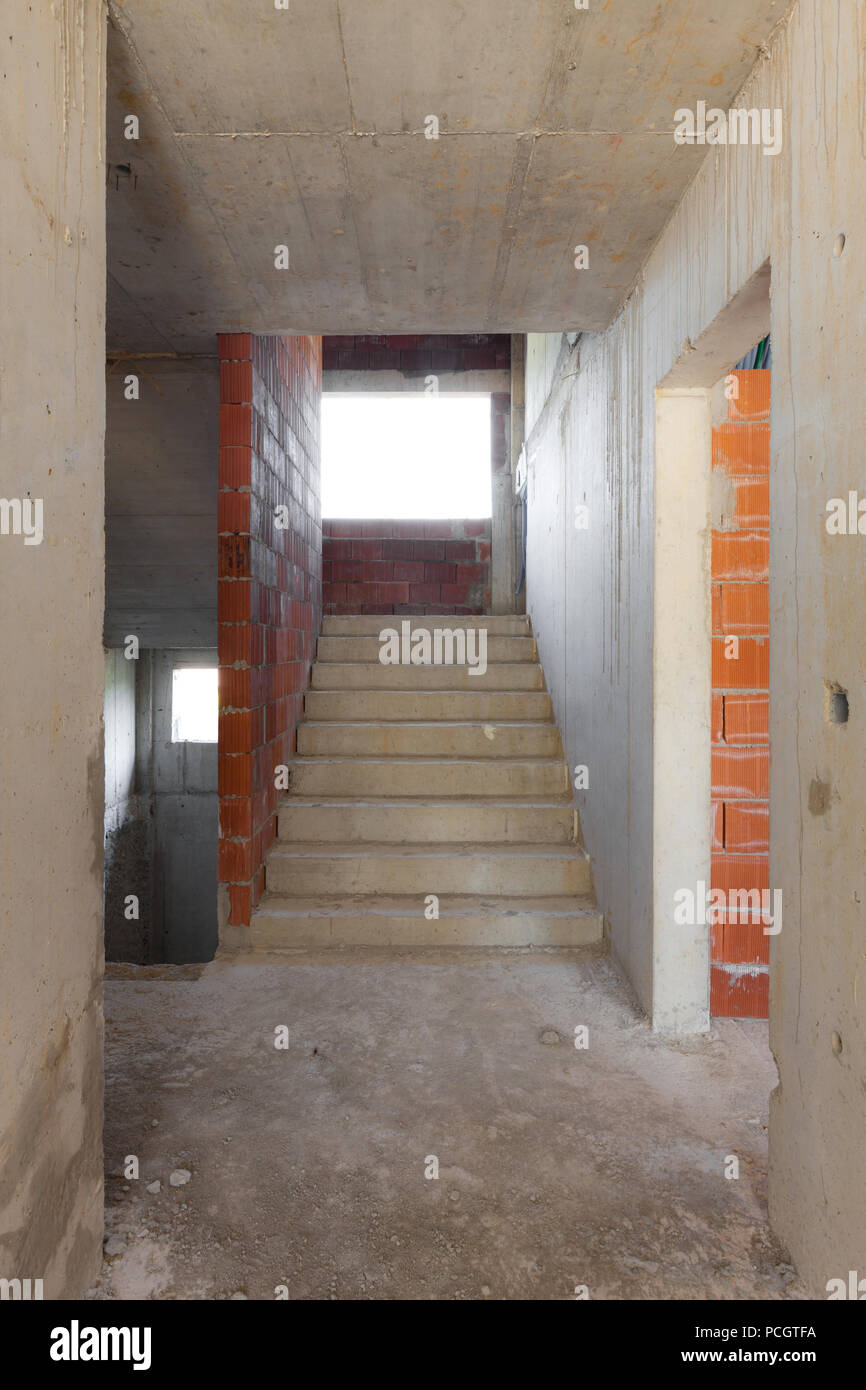 Building, construction site in progress to new house, interior Stock ...