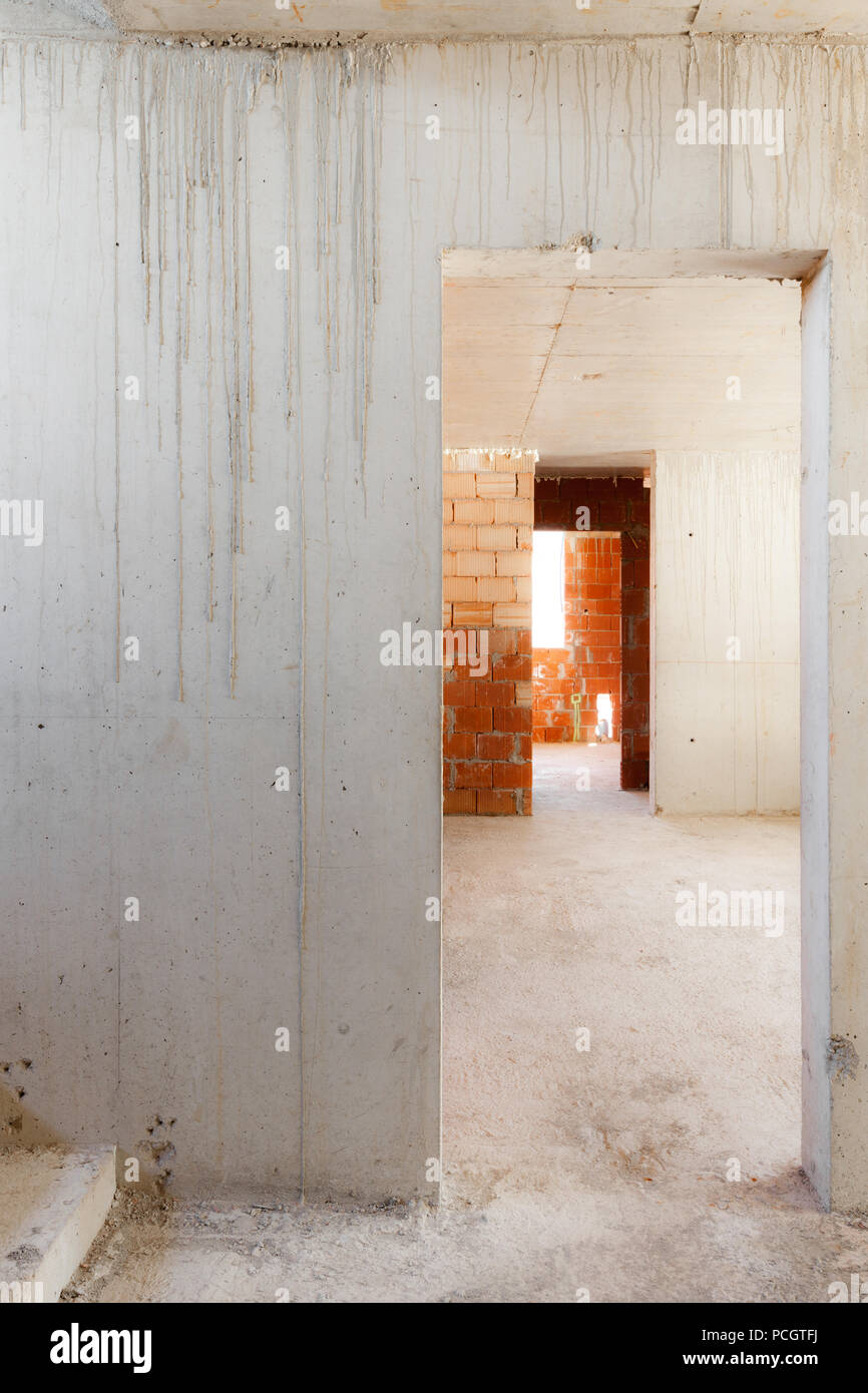 Building, construction site in progress to new house, interior Stock ...