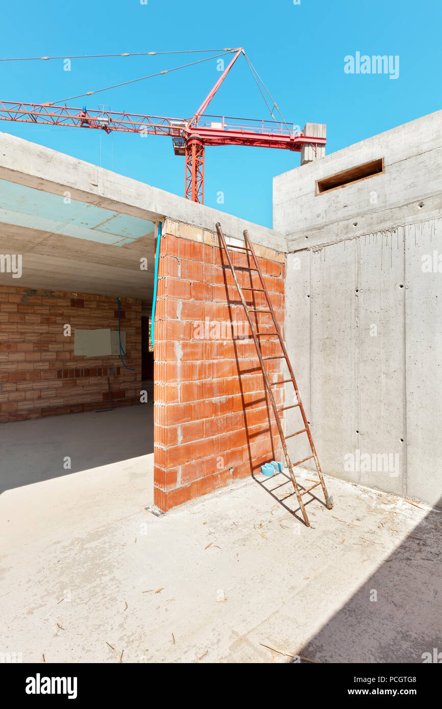 Building, construction site in progress to new house, outdoor Stock Photo - Alamy