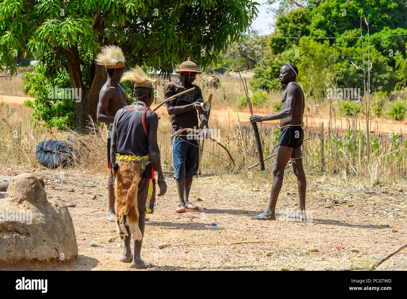 TAMBERMA VIL, TOGO - JAN 13, 2017: Unidentified Tammari men with ...