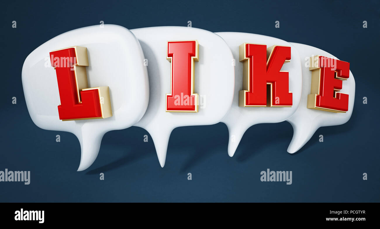 LIKE word on speech balloons. 3D illustration Stock Photo - Alamy