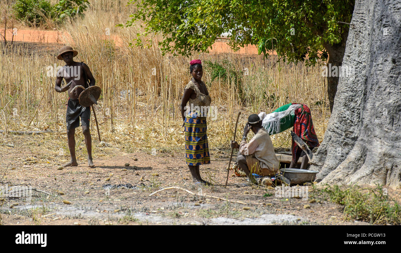 TAMBERMA VIL, TOGO - JAN 13, 2017: Unidentified Tammari people in ...