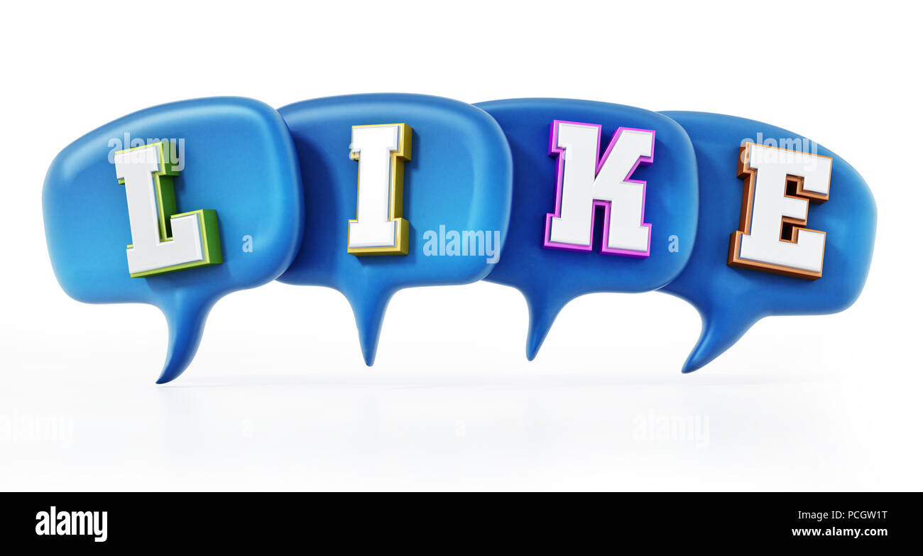LIKE word on speech balloons. 3D illustration Stock Photo - Alamy