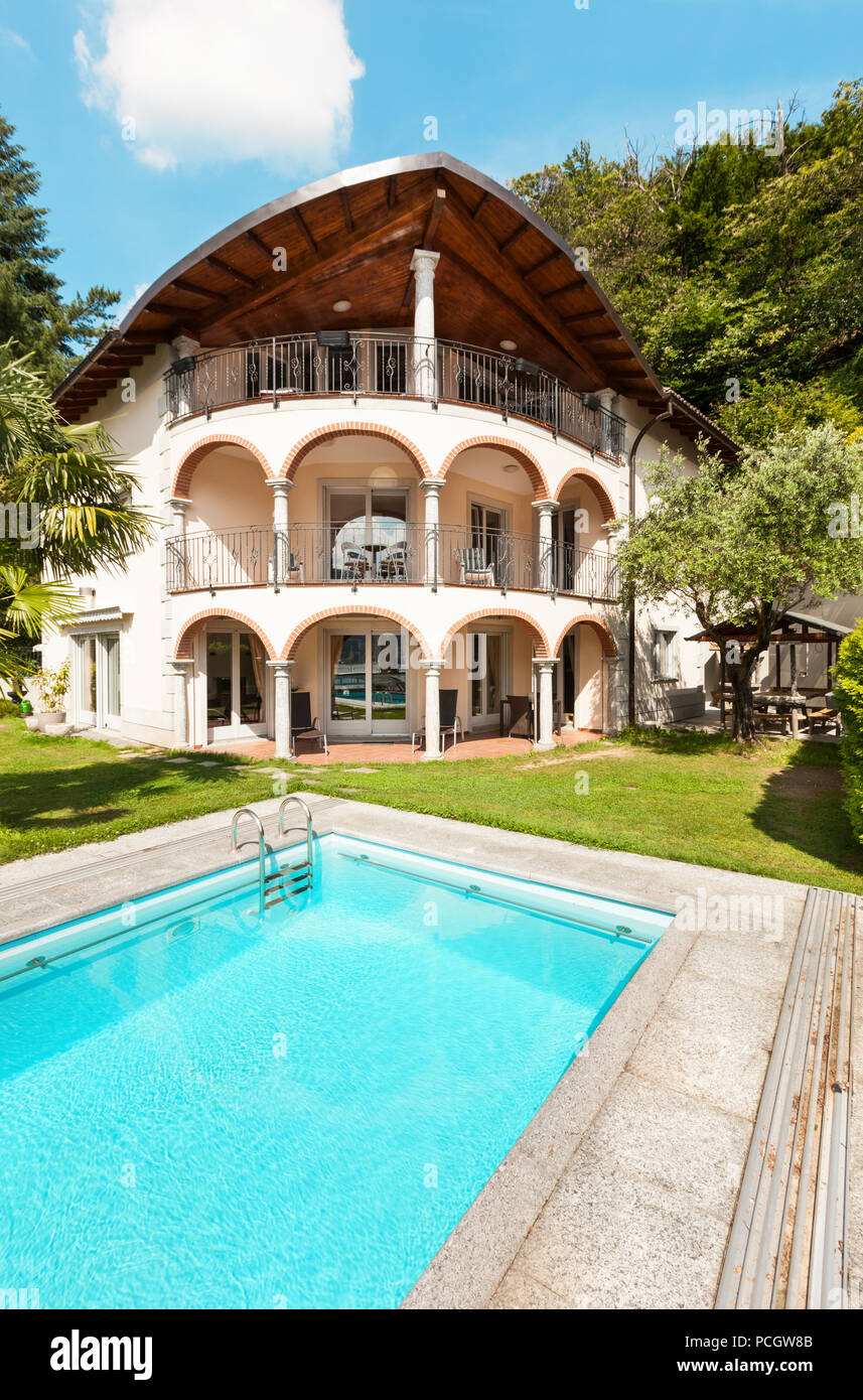 classical style villa with swimming pool, outdoor Stock Photo - Alamy