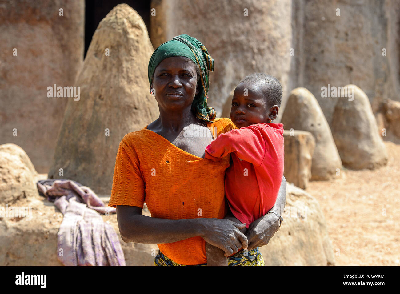 TAMBERMA VIL, TOGO - JAN 13, 2017: Unidentified Tammari a woman with a ...