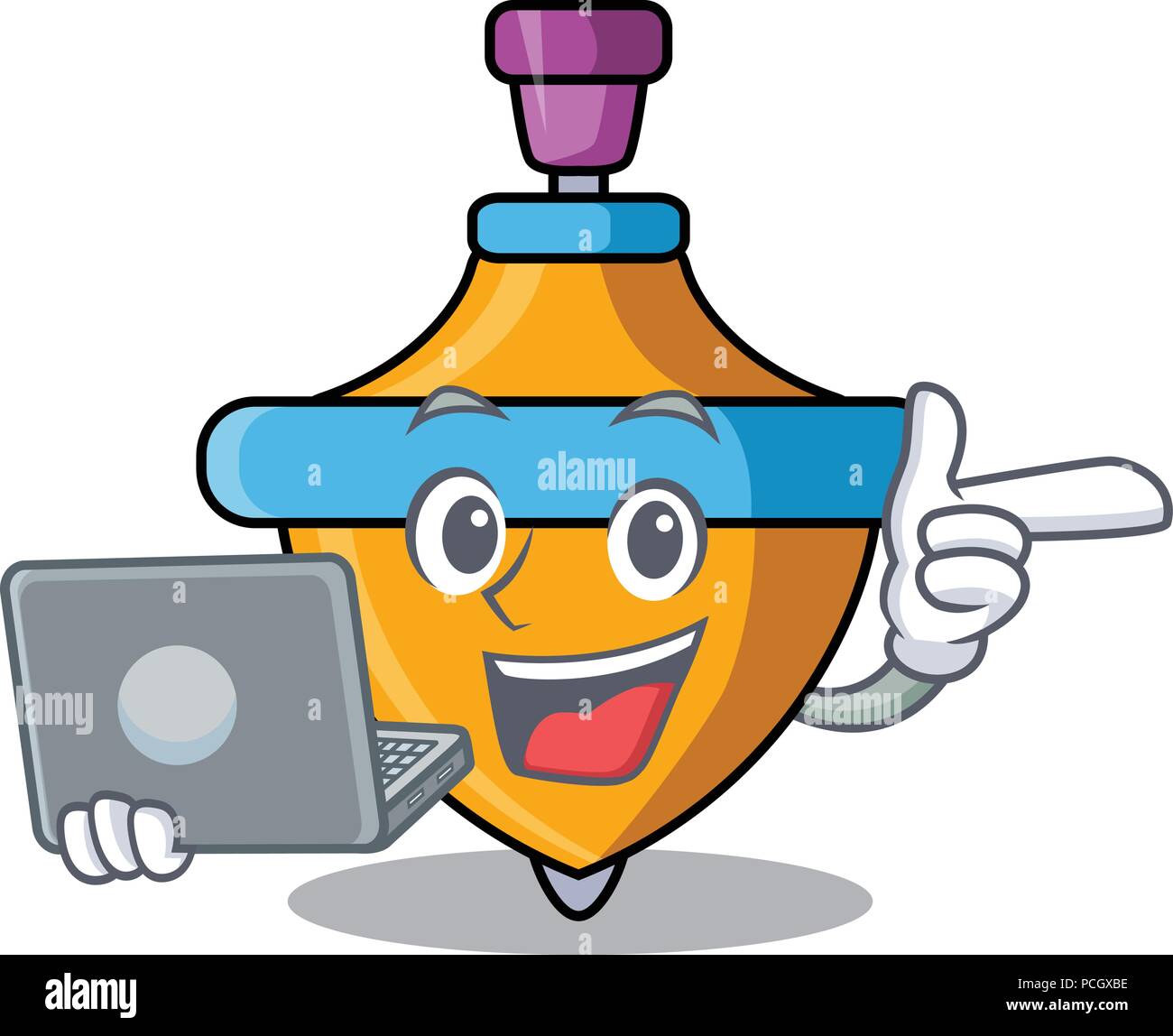 With laptop spinning top character cartoon Stock Vector Image & Art - Alamy