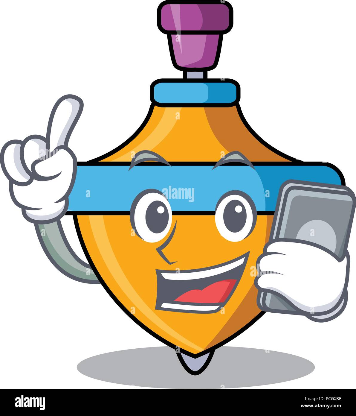 With phone spinning top character cartoon Stock Vector Image & Art - Alamy