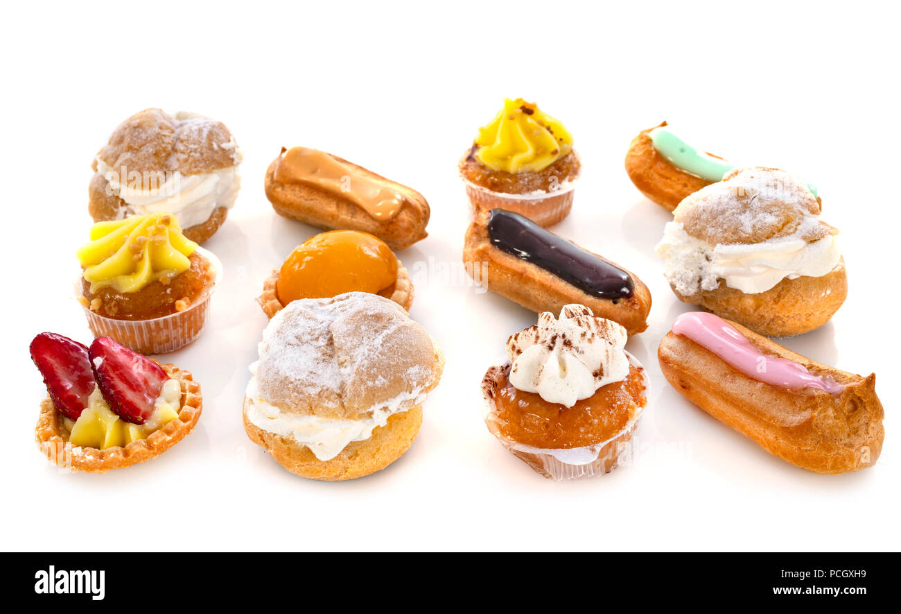 colorful mini-pastry in front of white background Stock Photo - Alamy