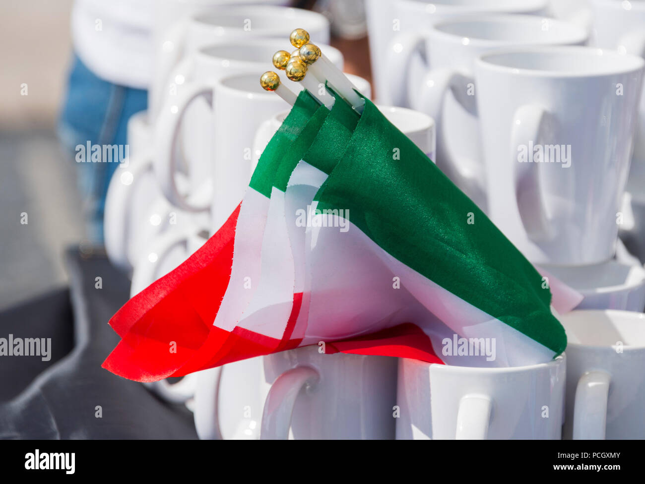 Italian flags at a market stall in Brindisi Italy Stock Photo - Alamy