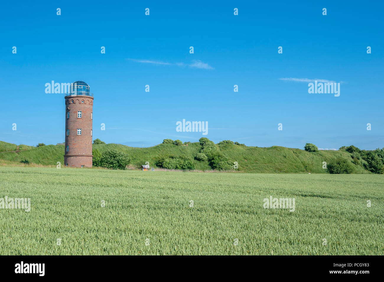 Former Marinepeilturm tower and slavic castle rampart at Cape Arkona ...