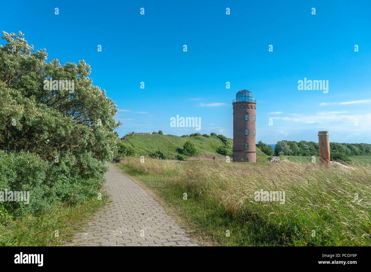 Former Marinepeilturm tower and slavic castle rampart at Cape Arkona ...