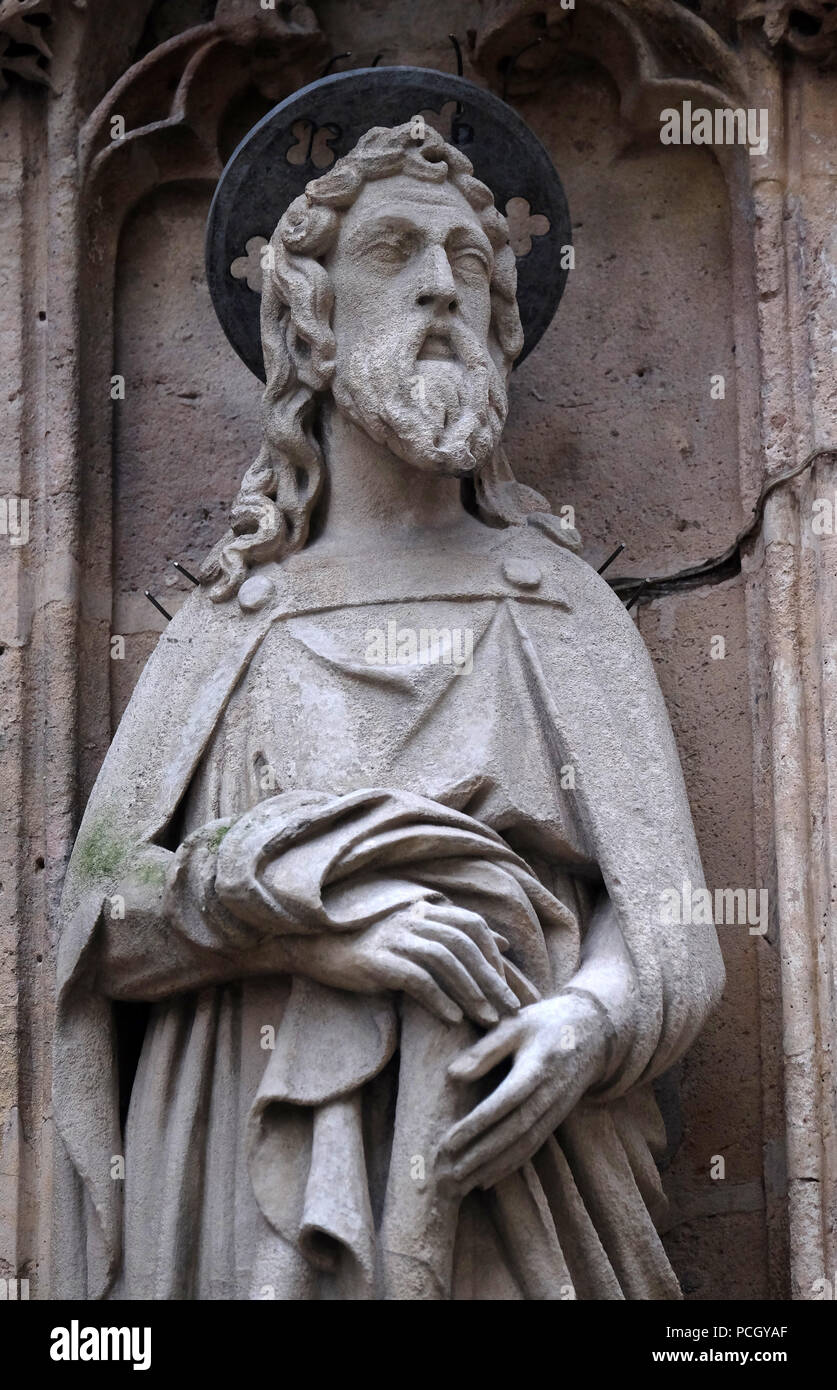 Apostle, statue on the portal of the Saint Merri Church, Paris, France ...