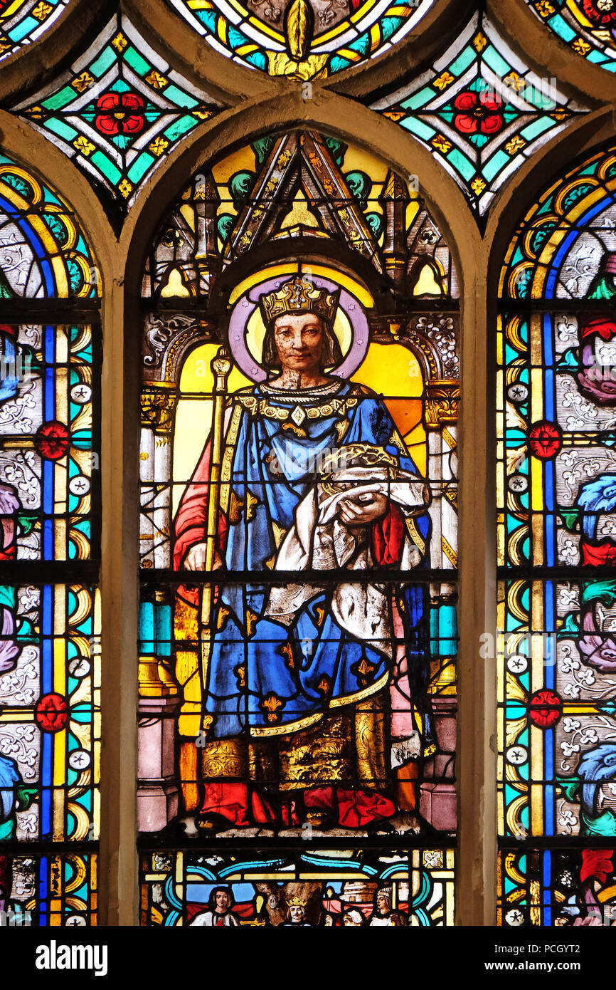 Saint Louis with the Crown of Thorns, stained glass window from Saint ...