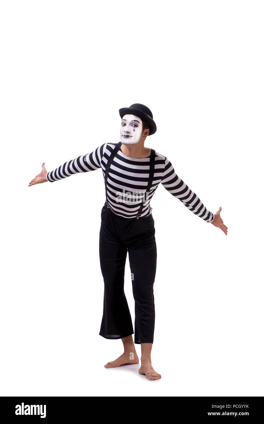 Young mime isolated on white background Stock Photo - Alamy