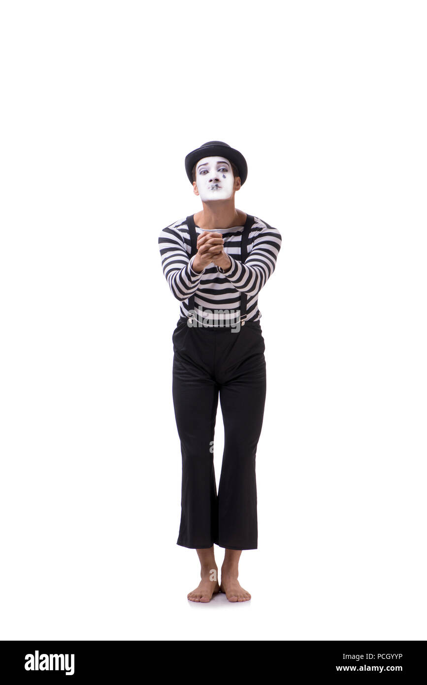 Young mime isolated on white background Stock Photo - Alamy