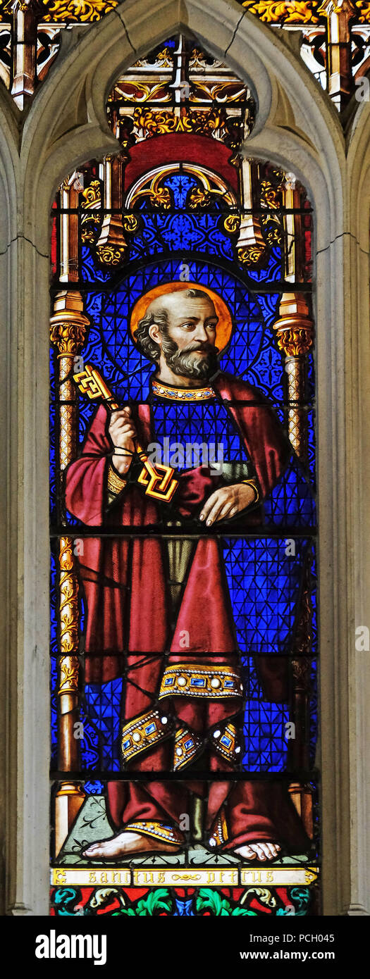 Saint Peter, stained glass window from Saint Germain-l'Auxerrois church ...