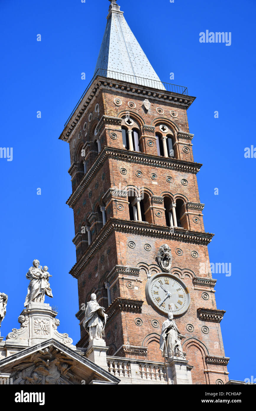 Rome, Basilica of Santa Maria Maggiore, facade, bell tower and details ...