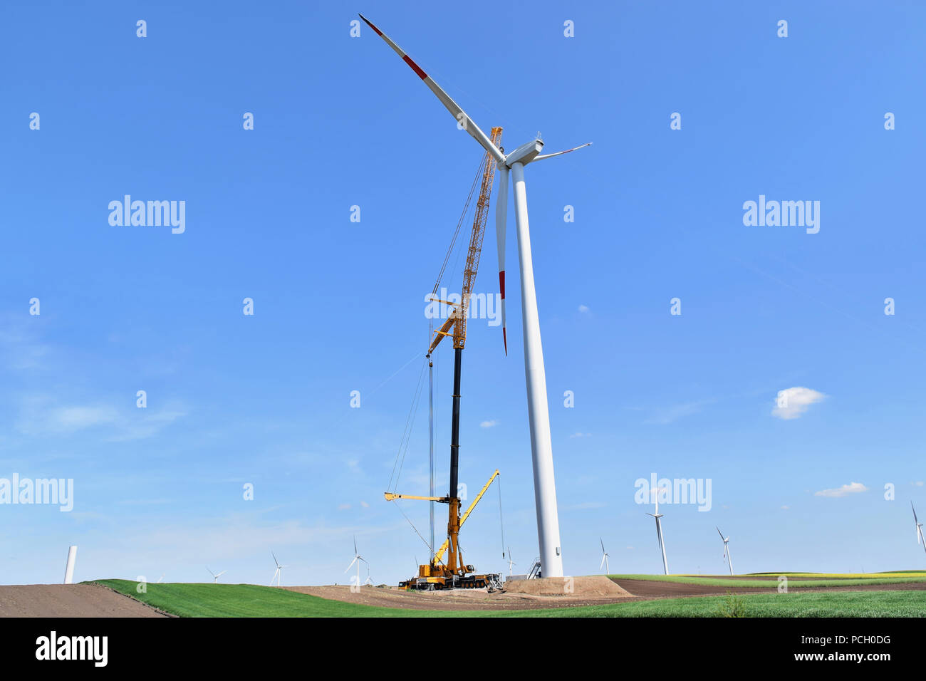 Construction of wind farm in Alibunar, Serbia Stock Photo - Alamy