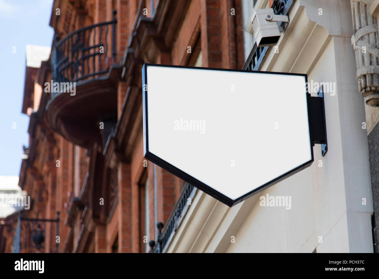 Blank sign outside a shop or restaurant with copy space Stock Photo - Alamy