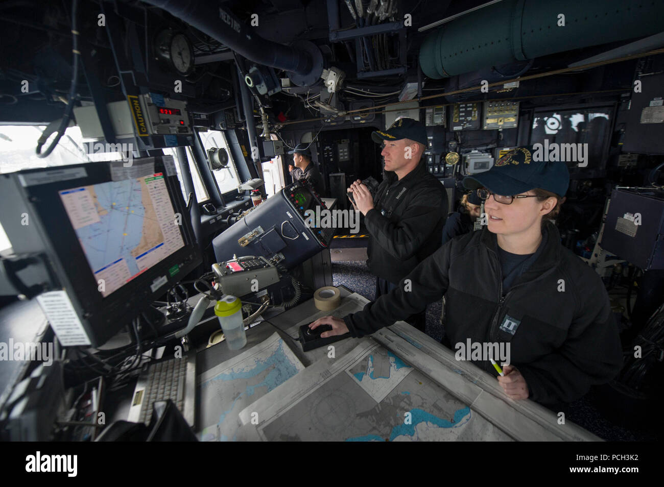 KIEL, Germany (June 24, 2015) Lt. Sharon Licata, the ship’s navigator ...