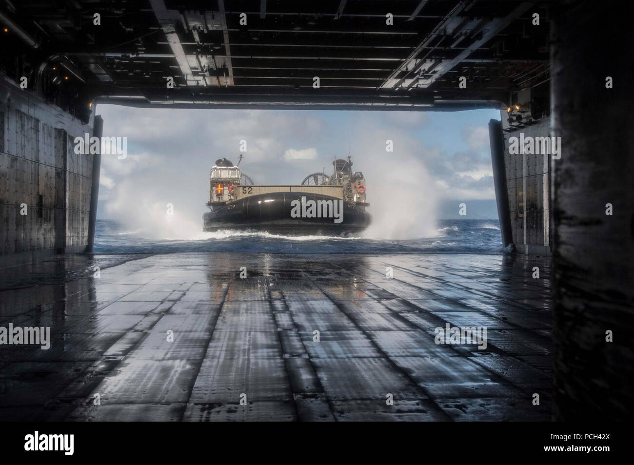 A U S Navy Landing Craft Air Cushion Assigned To Assault Craft Unit 5