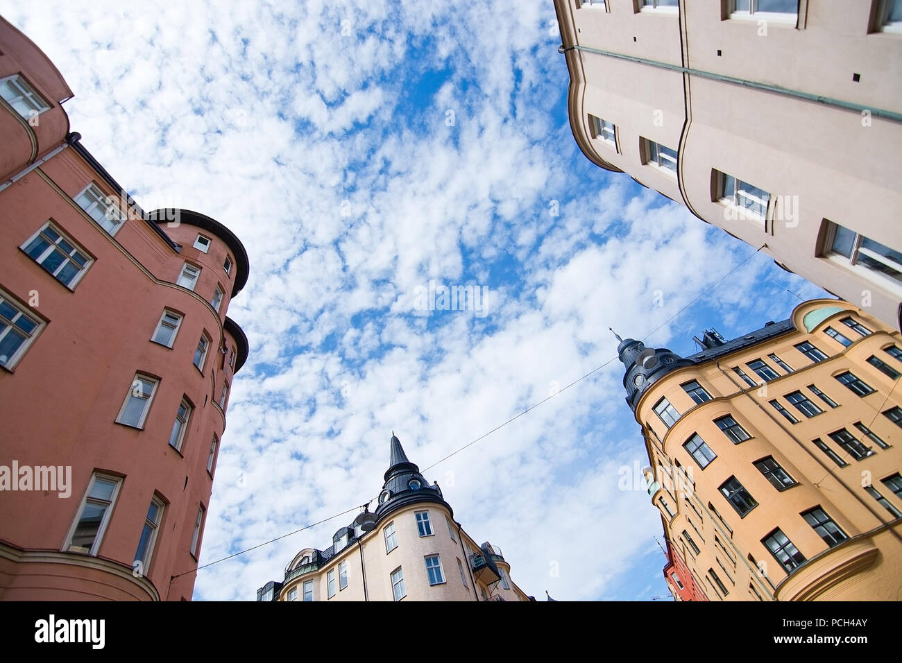 Vasastan typical century old buildings in yellow beige and red ...