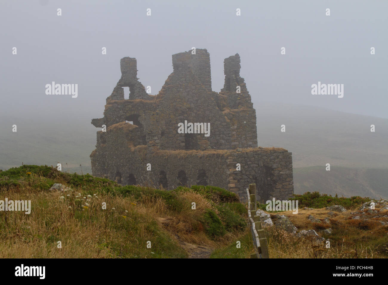 Dunskey Castle. in mist. Portpatrick. Dumfries and Galloway. Scotland ...