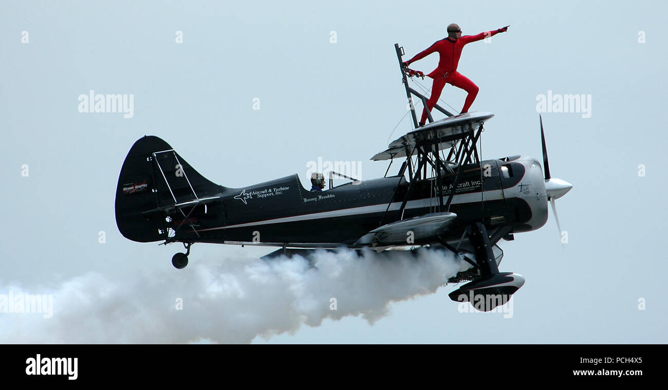 N.C. (Apr. 16, 2005) Р Kyle Franklin strikes a pose during his wing ...