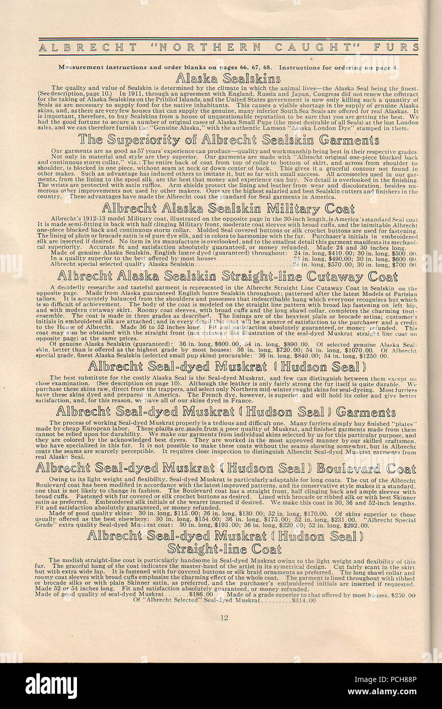 Albrecht's Fur Facts & Fashion 1912-13, Saint Paul, Minnesota -13 Stock ...