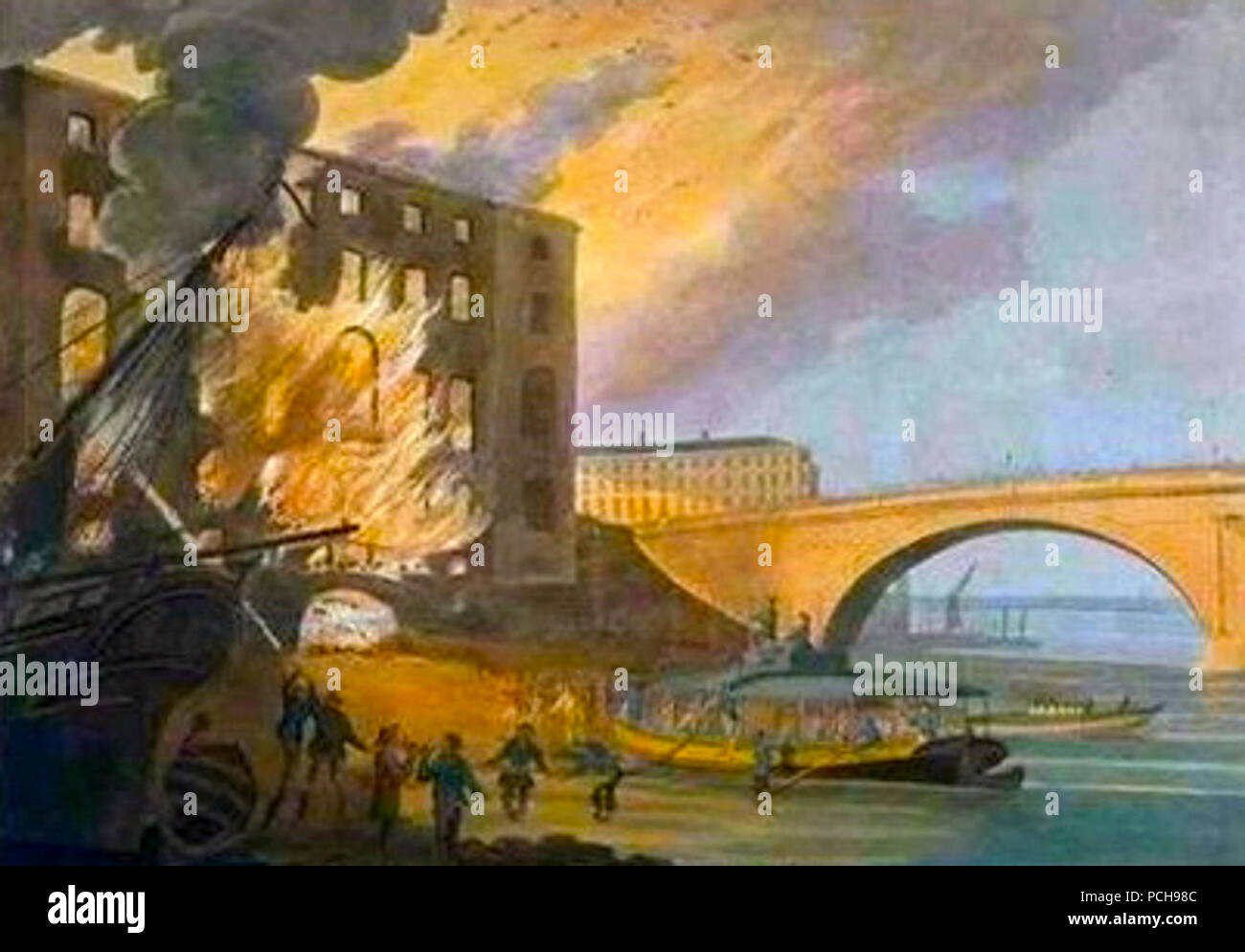 Albion Mills on Fire Robert Barker Stock Photo - Alamy