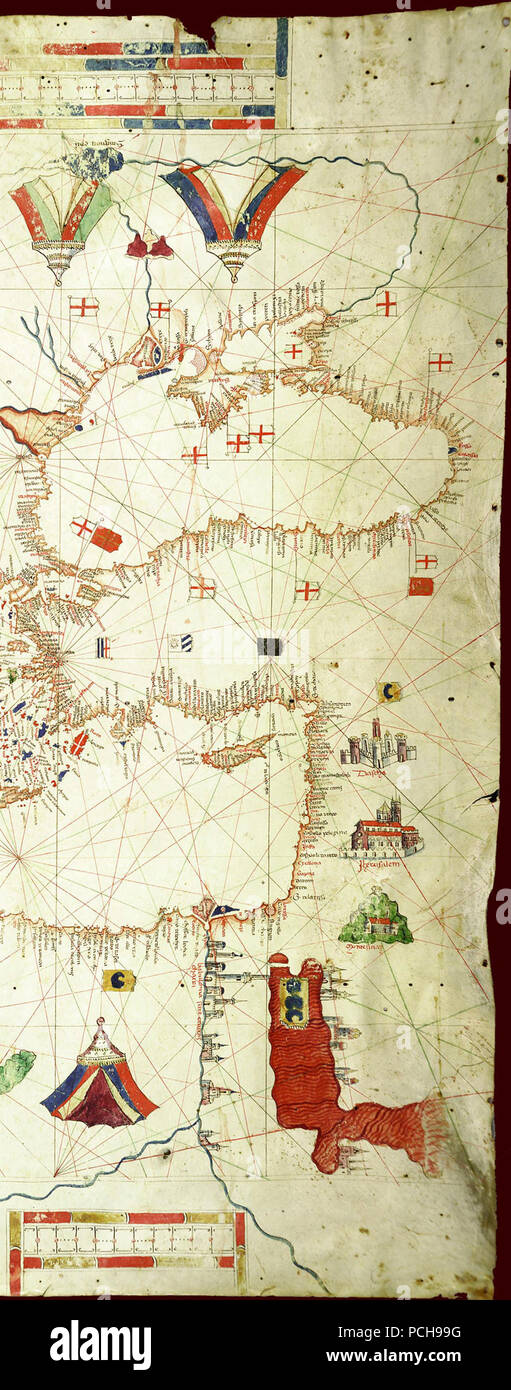 Albino de Canepa. The east of 1489 Portolan Chart. From the Black Sea ...
