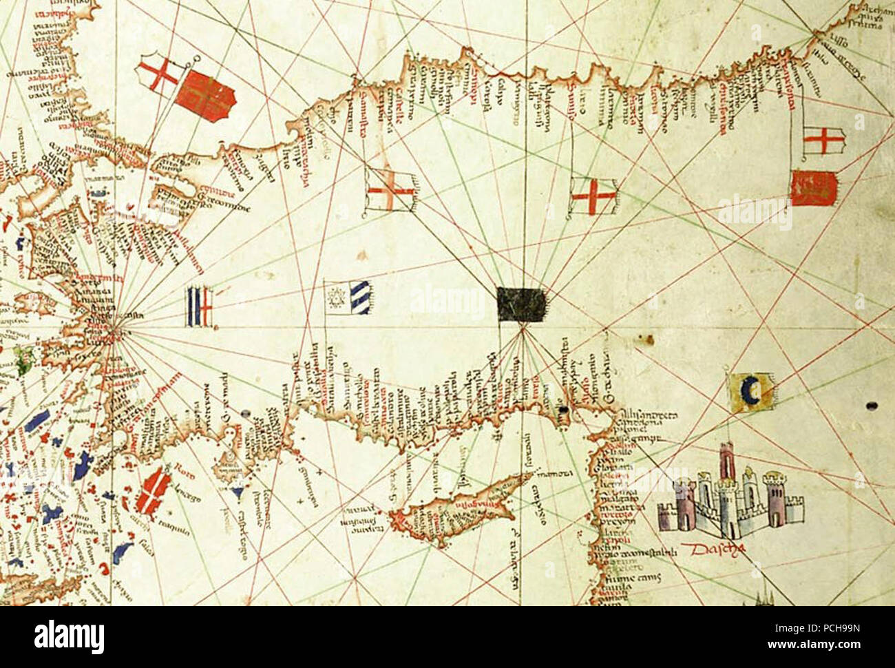 Albino de Canepa. The east of 1489 Portolan Chart. From the Black Sea ...