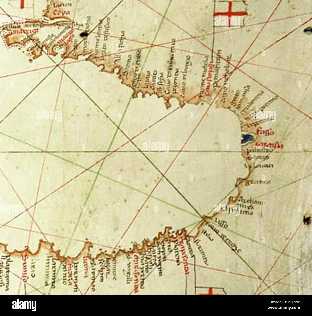 Albino de Canepa. The east of 1489 Portolan Chart. From the Black Sea ...