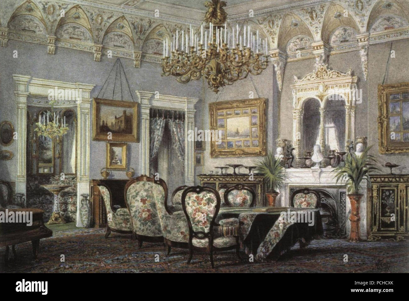 Albert Kappis, Salon der Königin Olga in der Villa Berg Stock Photo - Alamy
