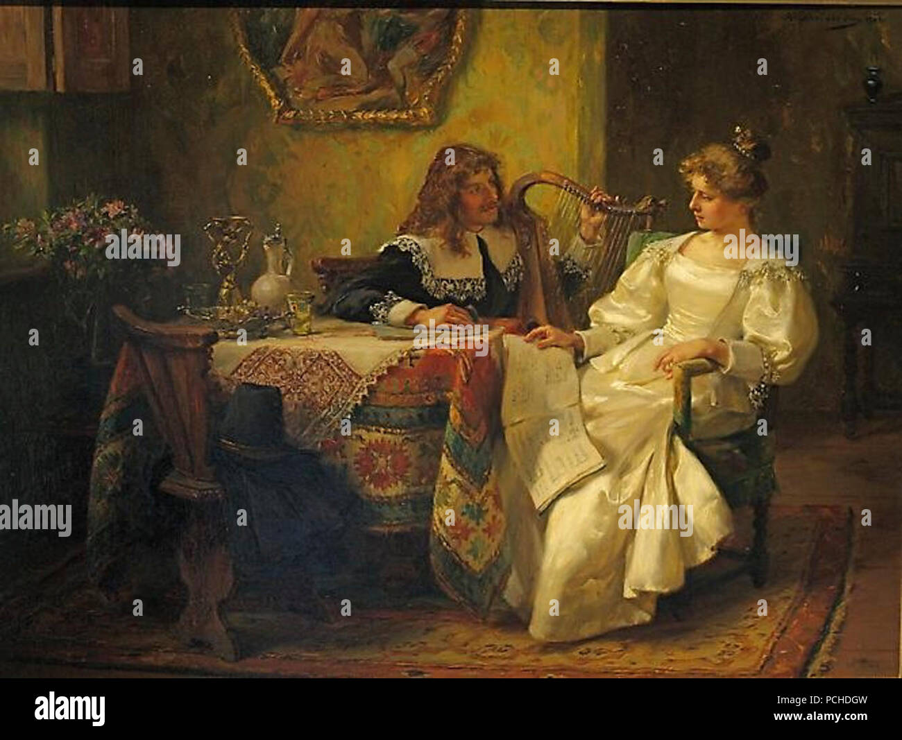 Albert Friedrich Schröder - The music lesson 1900 Stock Photo - Alamy