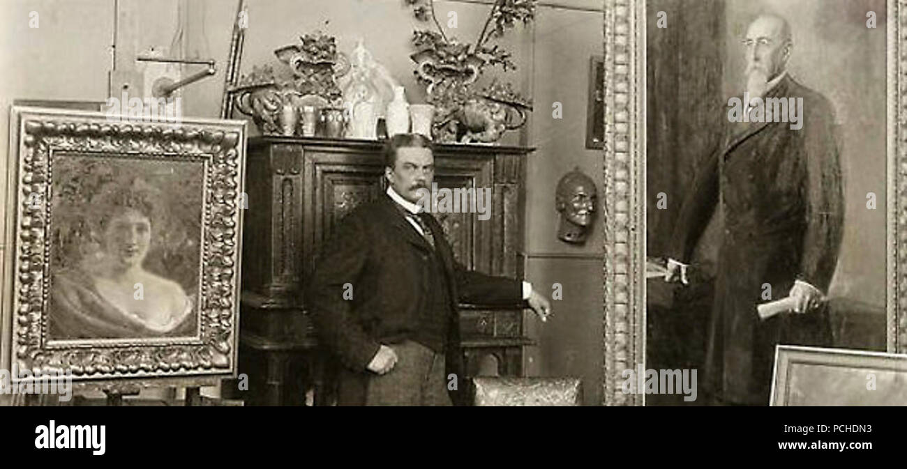 Albert Edelfelt. in his studio Stock Photo - Alamy