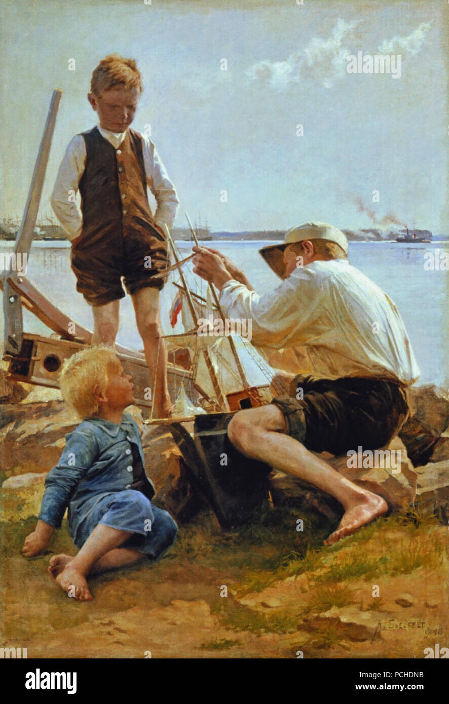Albert Edelfelt Shipbuilders 1886 Stock Photo - Alamy