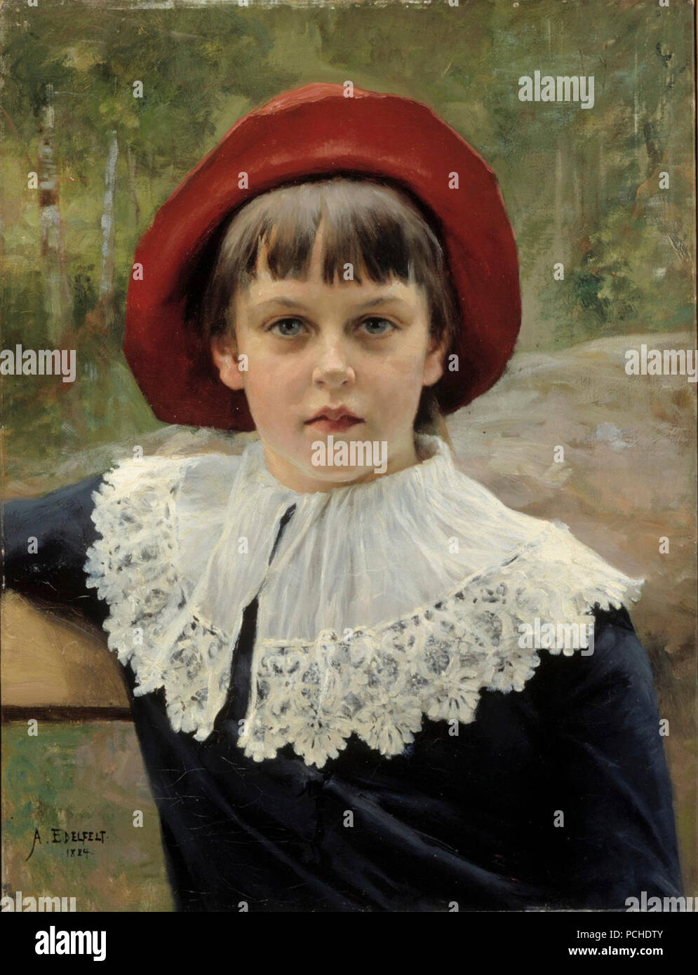 Albert Edelfelt - Portrait of the Artist's Sister Berta Edelfelt - A ...