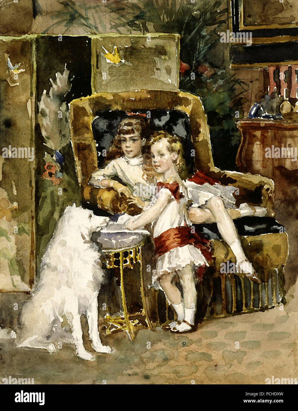 Albert Edelfelt - Michael and Xenia, children of the Tsar Alexander III ...
