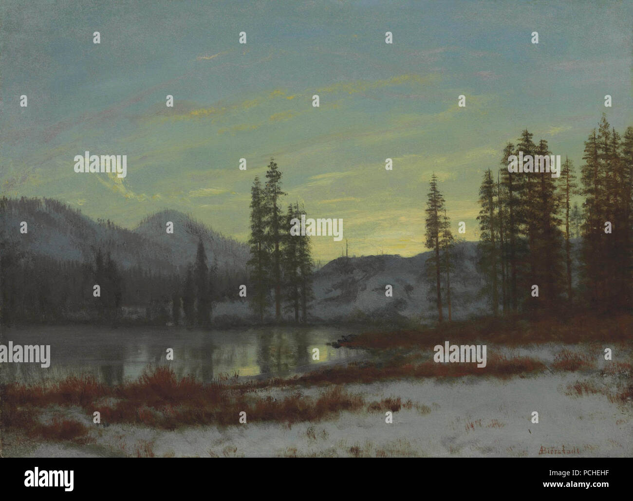 Albert Bierstadt - Snow in the Rockies Stock Photo - Alamy