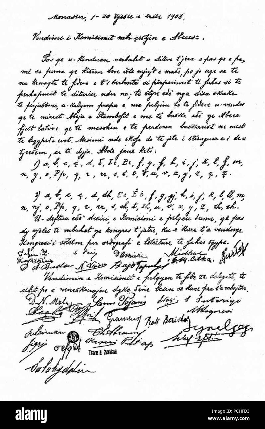 Albanian Alphabet from Manastir Congress Stock Photo - Alamy