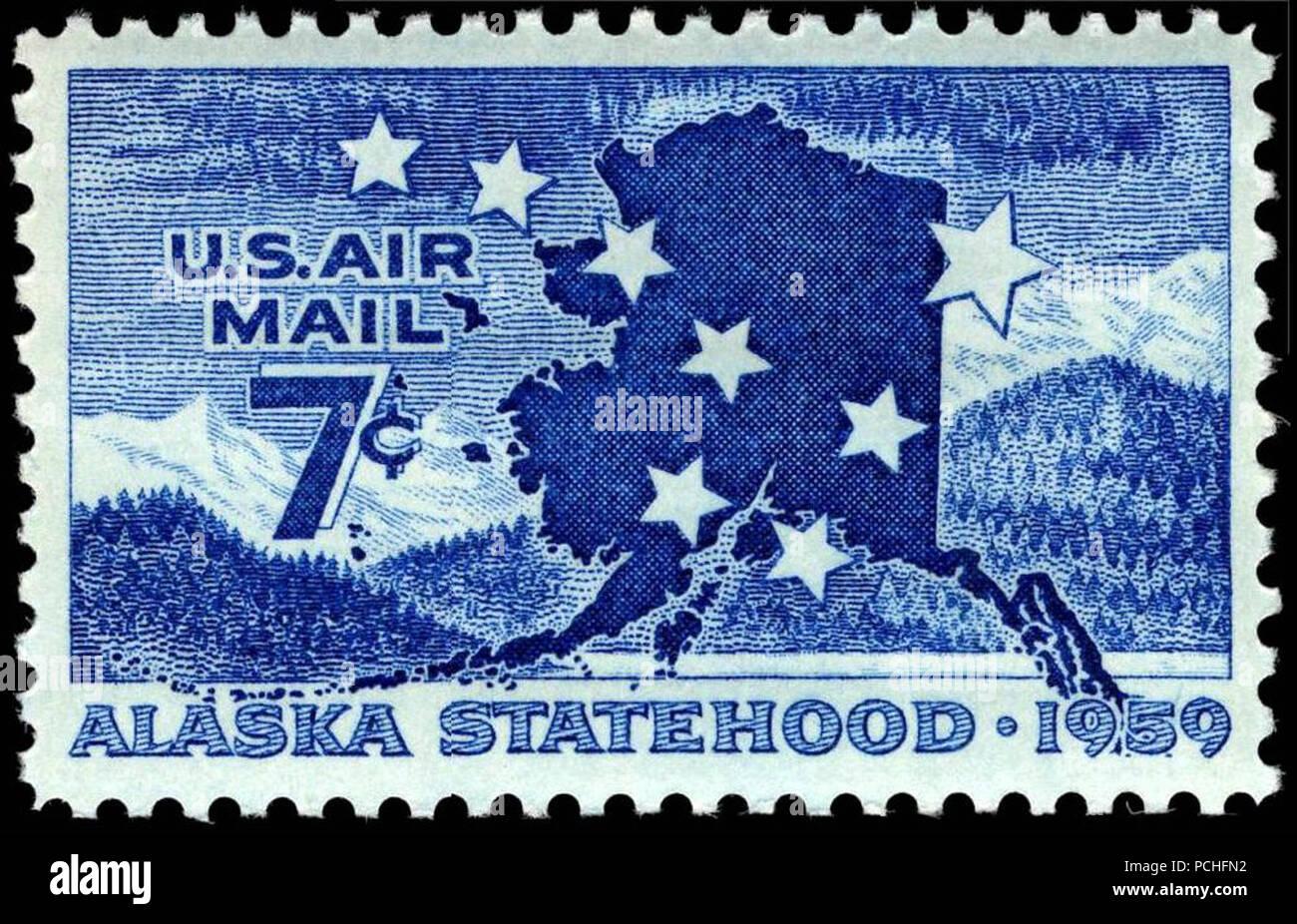 Alaska Statehood 7c 1959 Airmail issue Stock Photo - Alamy