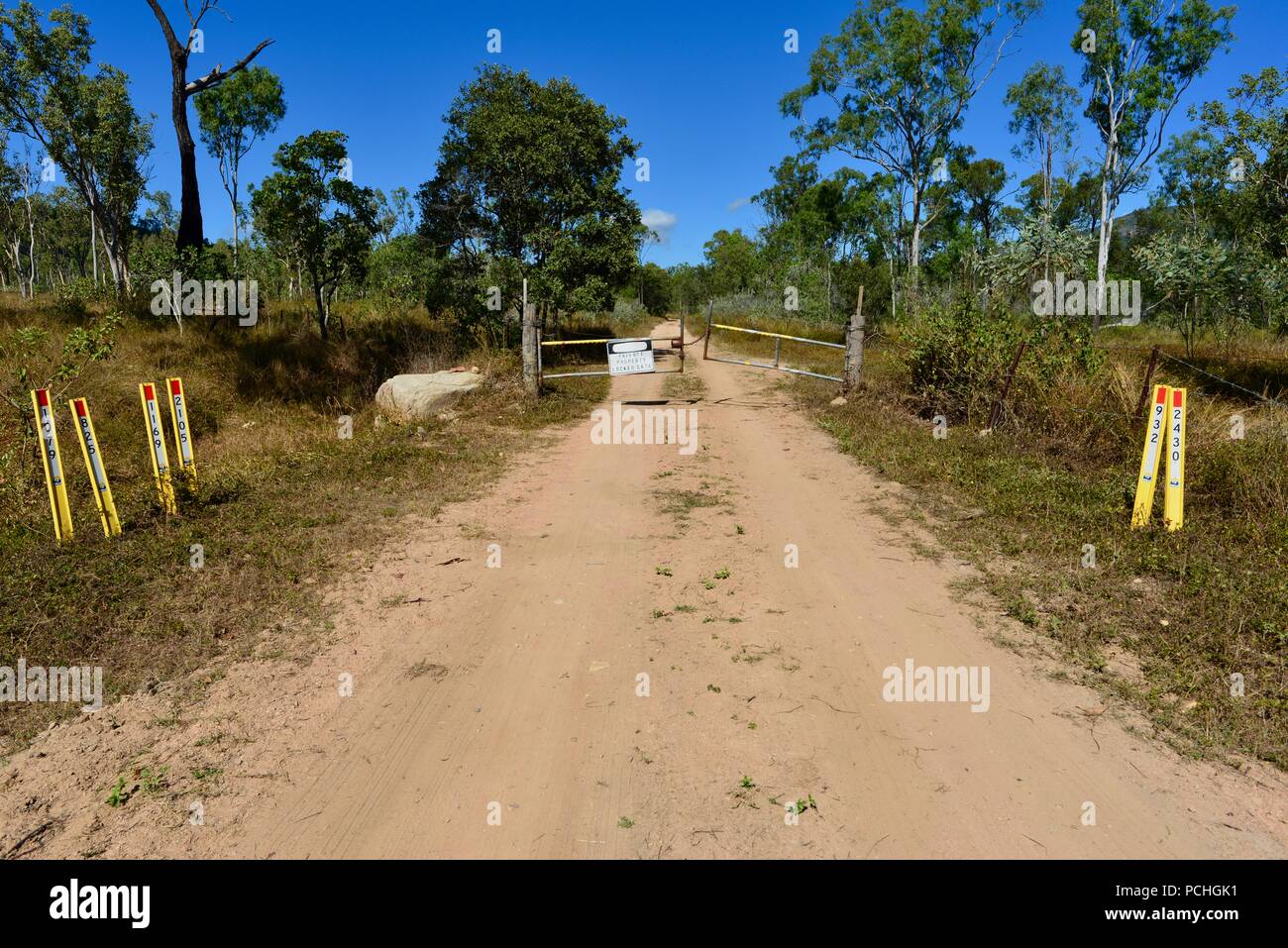Private property locked gate sign on a gate with a chain, Townsville ...