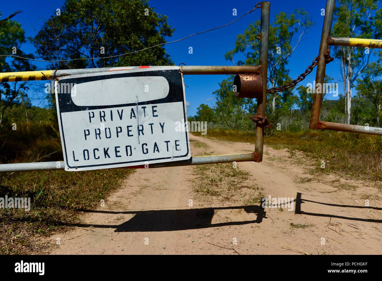 Private property sign on gate at road hi-res stock photography and ...