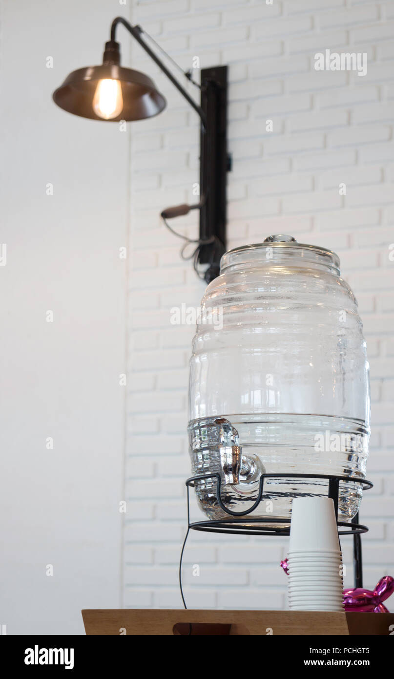 Drinking water tank in the coffee shop, shock photo Stock Photo - Alamy