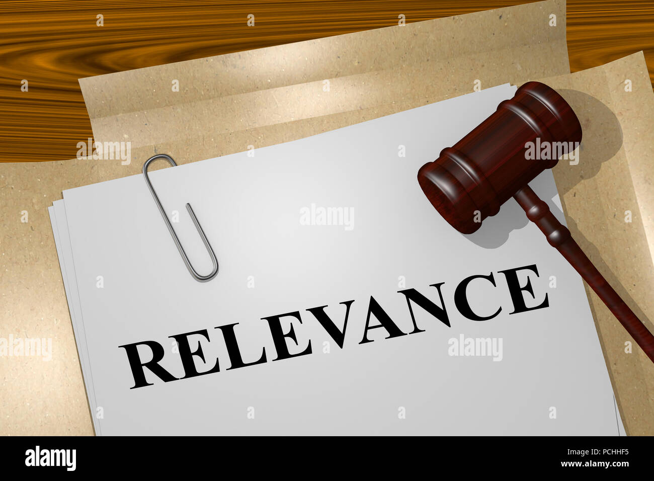 3D illustration of RELEVANCE title on legal document Stock Photo - Alamy
