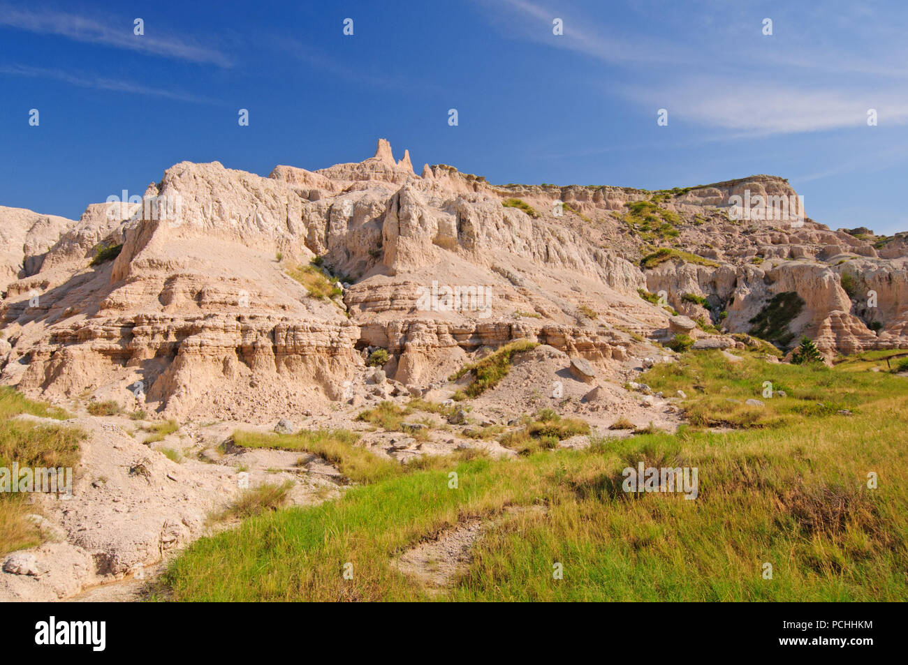 Red rocks formation in Badlands National Park in South Dakota Stock ...