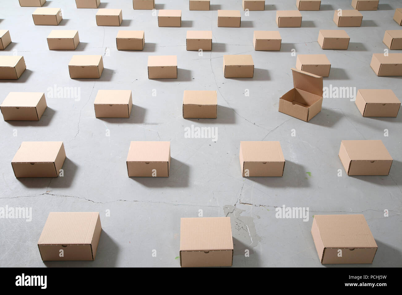 geometry packing boxes on the floor Stock Photo - Alamy