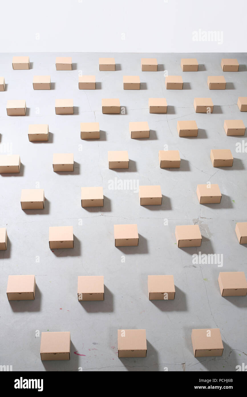 geometry packing boxes on the floor Stock Photo - Alamy